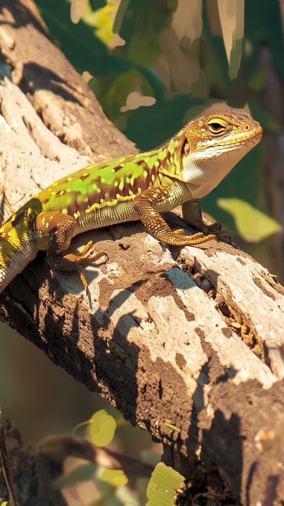 Peaceful Lizard Soaking in the Suns Rays, Basking Serenely Stock ...
