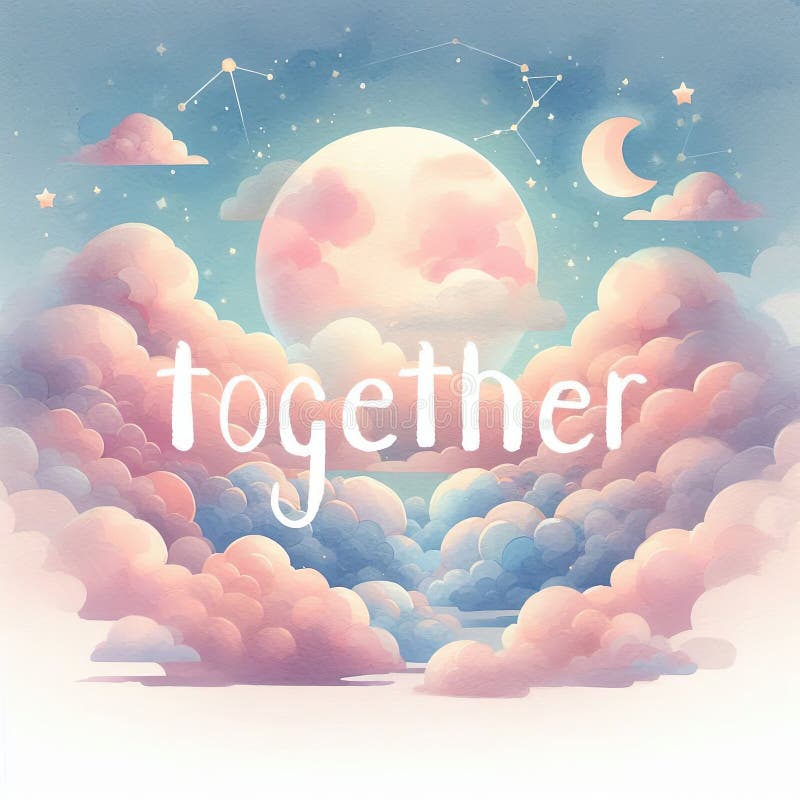 Peaceful Message in Dreamlike Clouds Stock Illustration - Illustration ...