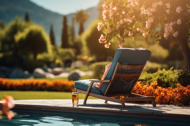 A Peaceful Moment by the Pool As the Sun Shines Down Stock Illustration ...