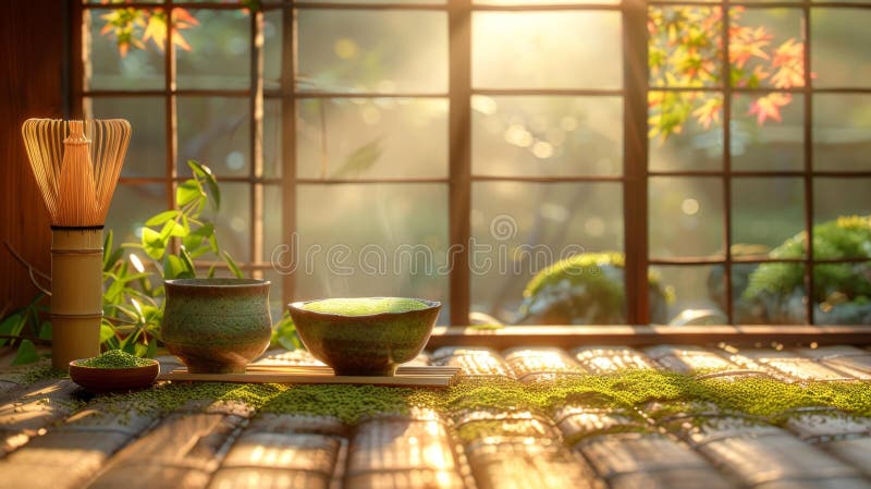 Peaceful Morning with Matcha Tea Set by the Window - Generative Ai ...