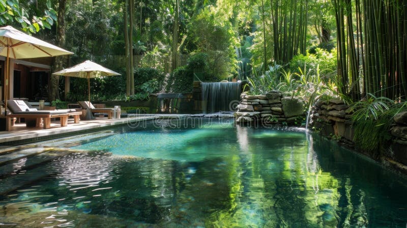 A Peaceful Natural Pool Fed by a Gentle Stream and Surrounded by ...