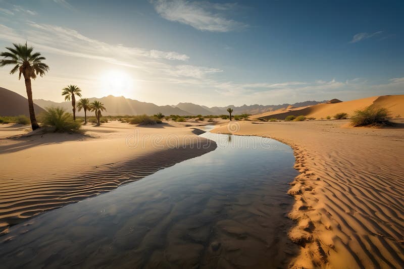 A Peaceful Oasis in the Middle of Desert Stock Image - Image of dune ...