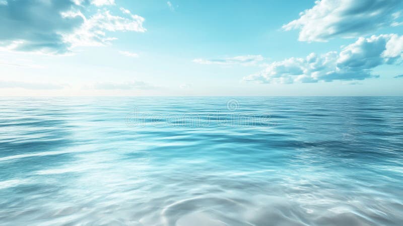 Peaceful Ocean Scene with Blue Water and Bright Sky Stock Illustration ...