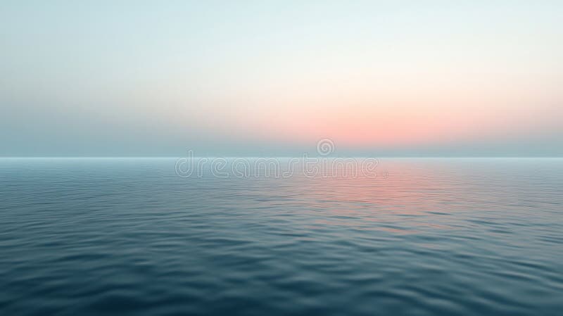 Peaceful Ocean Sunset with Pink and Blue Hues Stock Illustration ...