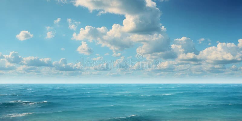 Peaceful Ocean Under a Blue Sky Using Clouds. Stock Illustration ...