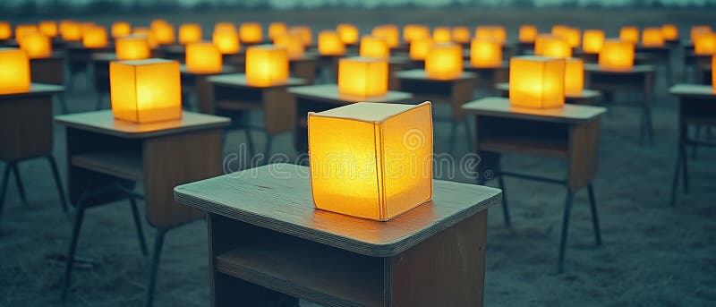 A Peaceful Outdoor Classroom with a Glowing Book. Stock Illustration ...