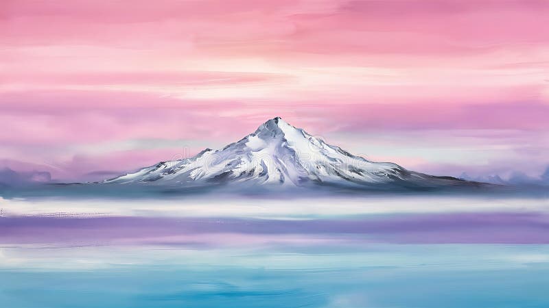 Peaceful Pastel Mountain Reflection Background Stock Illustration ...