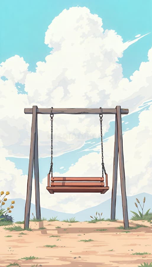Peaceful Pixel Art Swing Set Under a Sunny Sky Stock Illustration ...