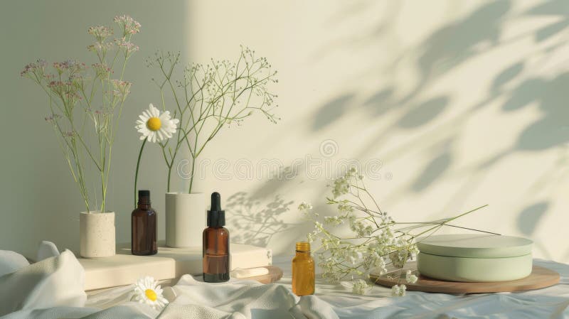 Peaceful Presentation of Self-care Items with Subtle Text Space Stock ...