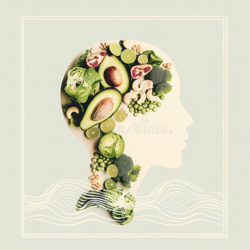 Peaceful Profile Avatar with Keto Brain Foods for Calm and Focus Stock ...