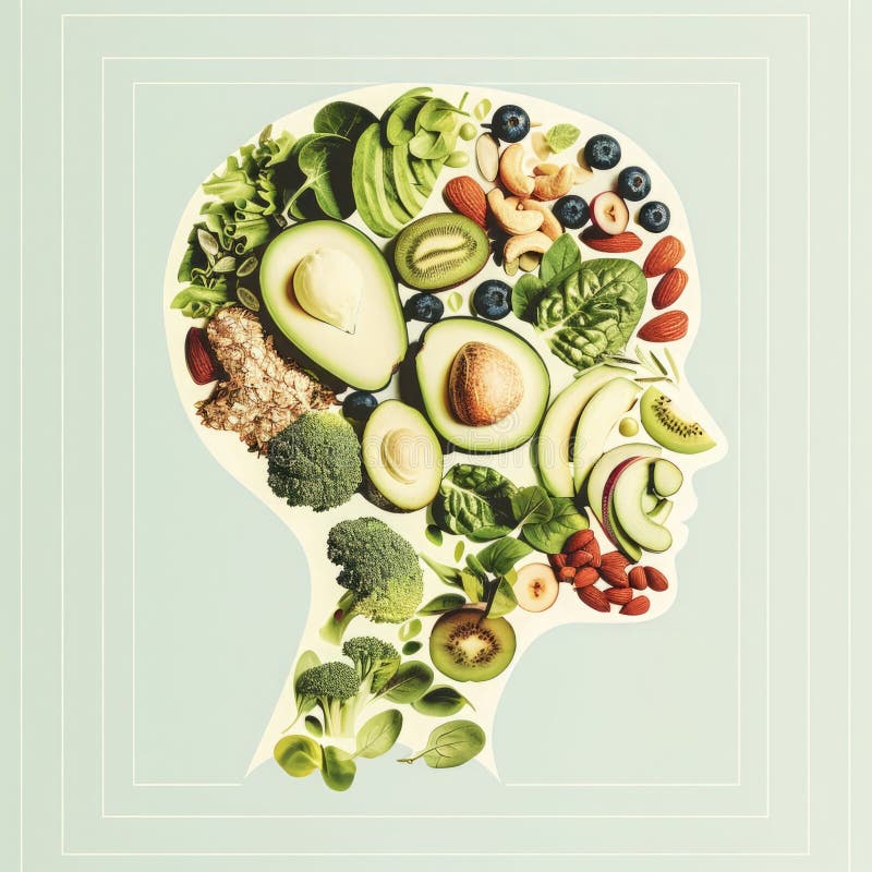 Peaceful Profile Avatar with Keto Brain Foods for Calm and Focus Stock ...