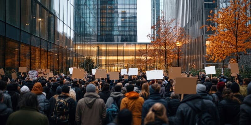Peaceful Protest in Urban Setting with Diverse Crowd Holding Signs ...