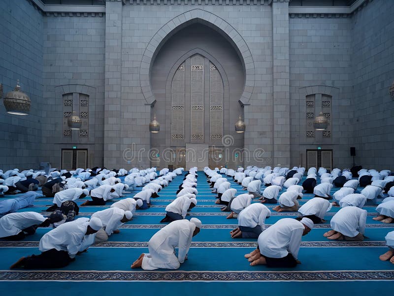 Peaceful Ramadan Prayer Moment Inside a Mosque Stock Illustration ...