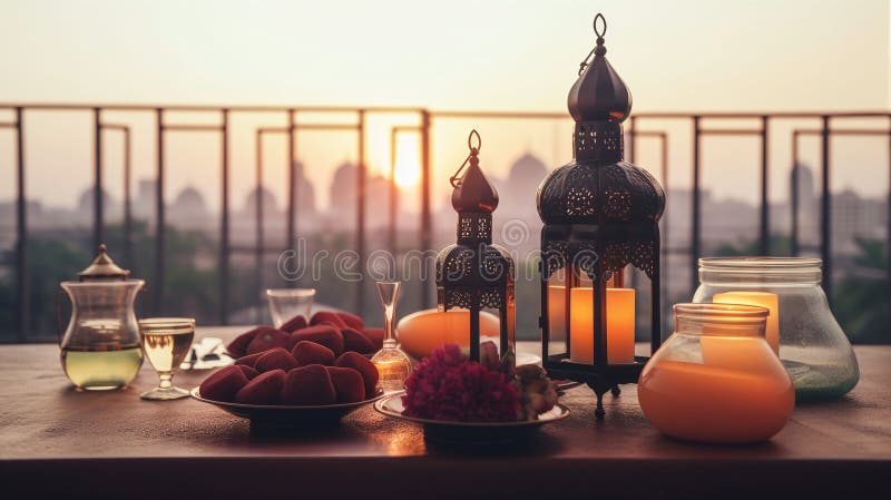 Peaceful Ramadan Table Setting for Iftar Meal - Generative Ai - Ai ...