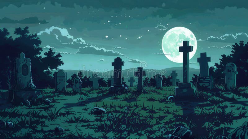 Peaceful Resting Place. Graveyard Background with High Detail on a ...