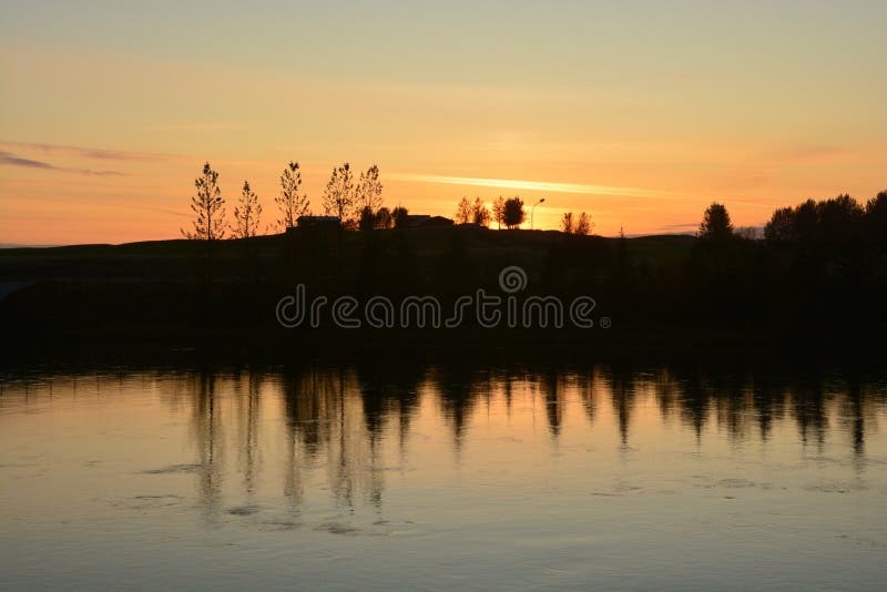 Peaceful river at sunset stock photo. Image of water - 160808782