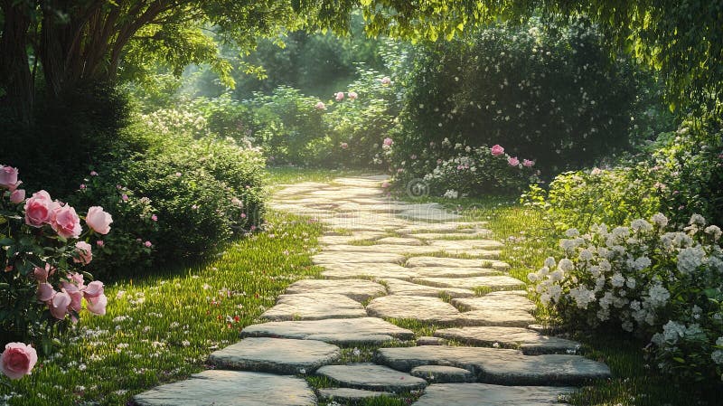 Peaceful Rural Gardens Old Stone Pathways Stock Photos - Free & Royalty ...