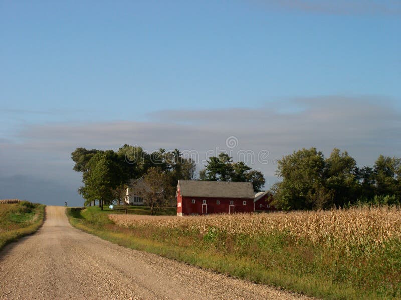 Peaceful Rural Road and Red Barn Stock Image - Image of peaceful, scene ...