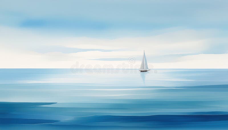 Peaceful Sailing in Soft Blue Gradient Stock Illustration ...
