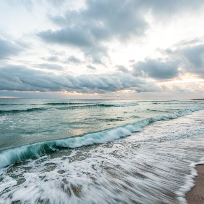 Peaceful Scene of the Ocean Stock Illustration - Illustration of ...