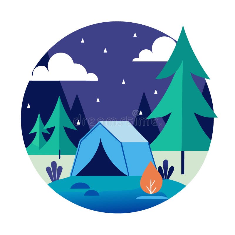 Peaceful Scene of Rain Falling on a Tent in a Quiet Forest Creating a ...