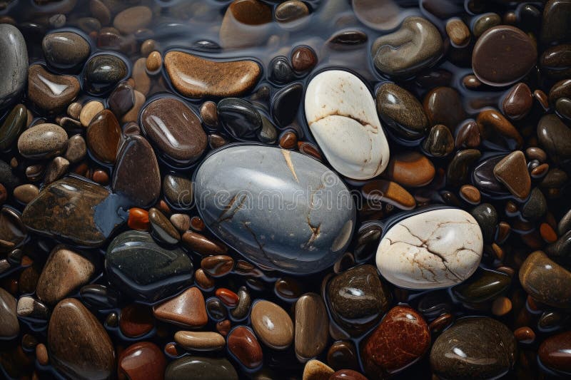 A Peaceful Scene of Rocks and Pebbles Resting on the Calm Surface of ...