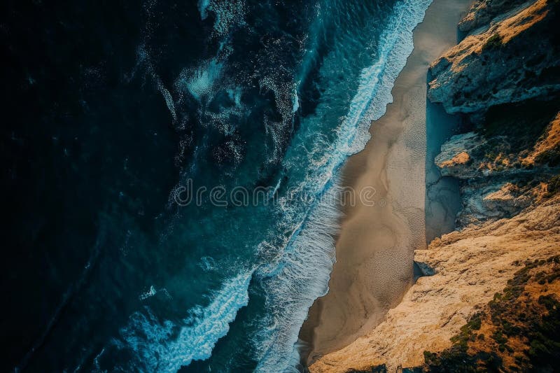 A Peaceful Scene of Waves Crashing Onto a Secluded Beach, Framed by ...