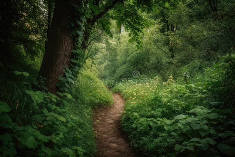 Peaceful and Serene Hiking Trail Surrounded by Lush Greenery Stock ...