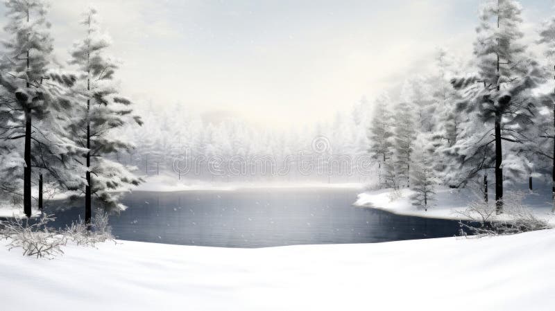 A Peaceful and Serene Scene with Snow-covered Trees and a Quiet Winter ...