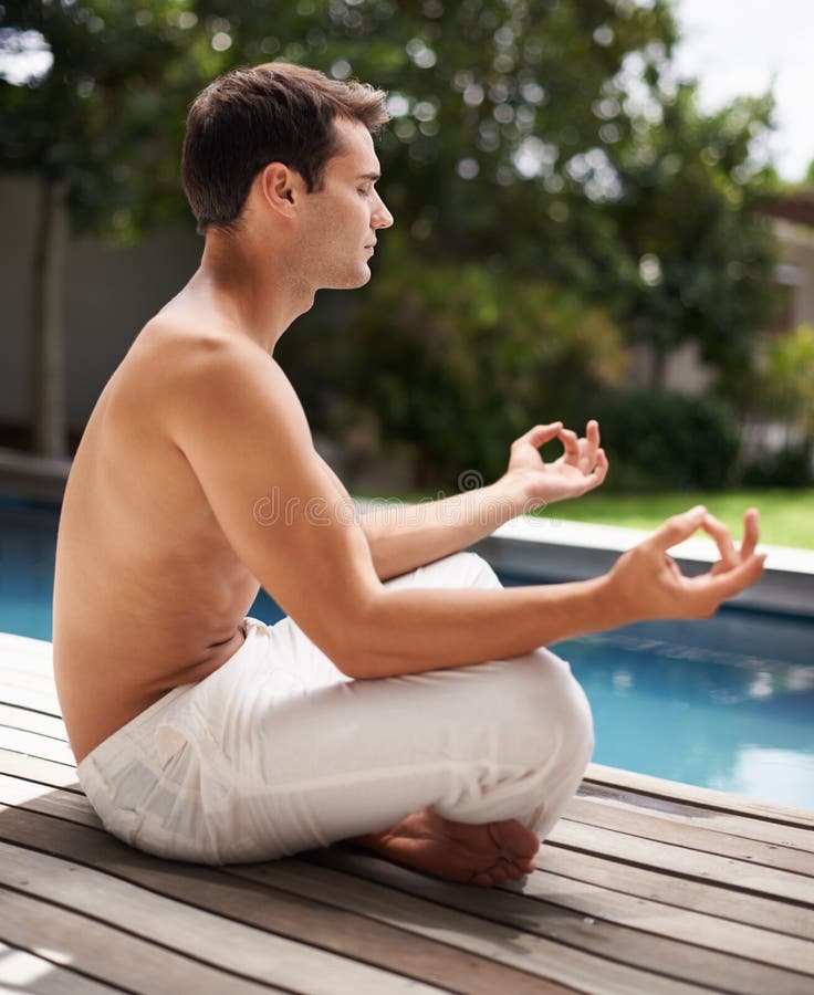 Peaceful Serenity. a Man Doing a Meditation Exercise. Stock Image ...