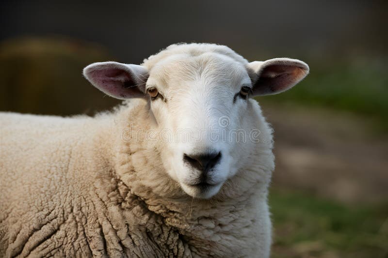 A Peaceful Sheep with Serene Expression and Woolly Fur in Natural ...