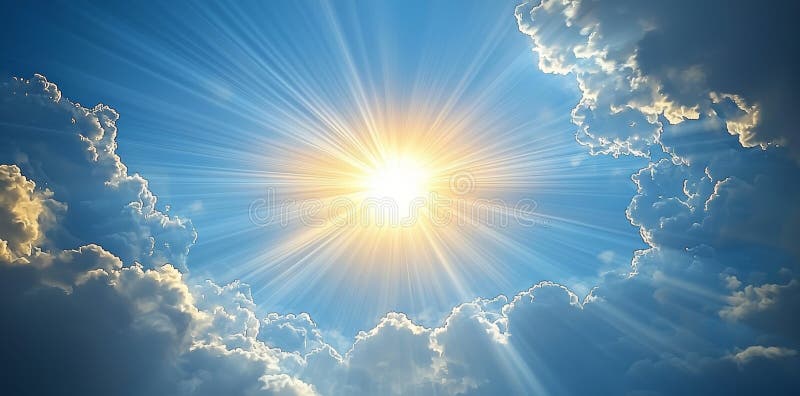 A Peaceful Sky Illuminated by a Bright Ray of Light Breaking through ...