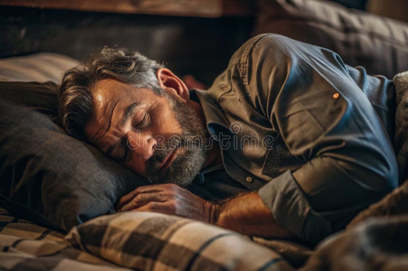 Peaceful Sleeping Man Generative Ai Stock Illustration - Illustration ...