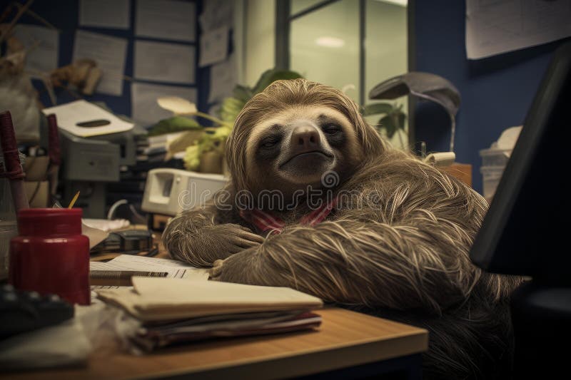 Peaceful Sloth Sleeping Office. Generate Ai Stock Illustration ...