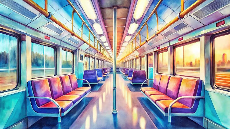 Peaceful Solitude Empty Seats on a Modern Commuter Train Offering a ...