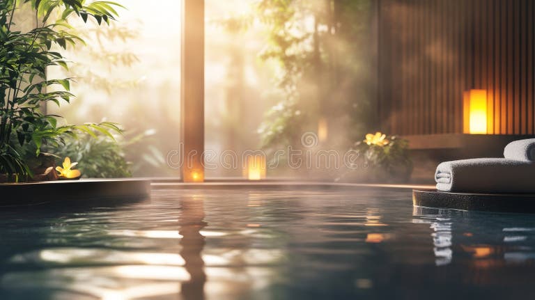 Peaceful Spa Backdrop with Ample Room for Advertisements. Stock ...