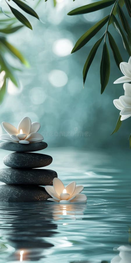 Peaceful Spa Backdrop with Clear Space for Advertisements. Stock ...