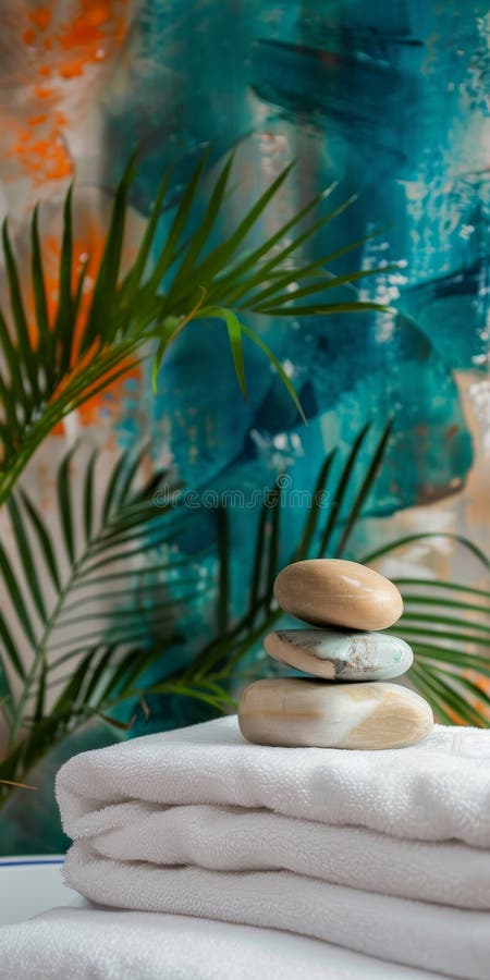 Peaceful Spa Environment with a Bold Abstract Background. Stock ...