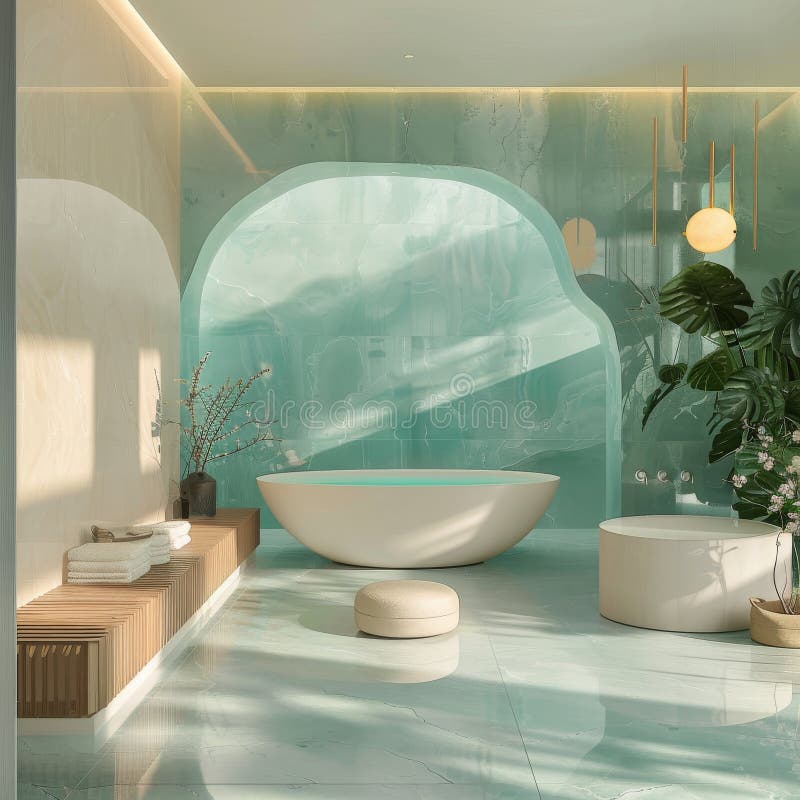 Peaceful Spa Environment with a Harmonious Abstract Color Design. Stock ...