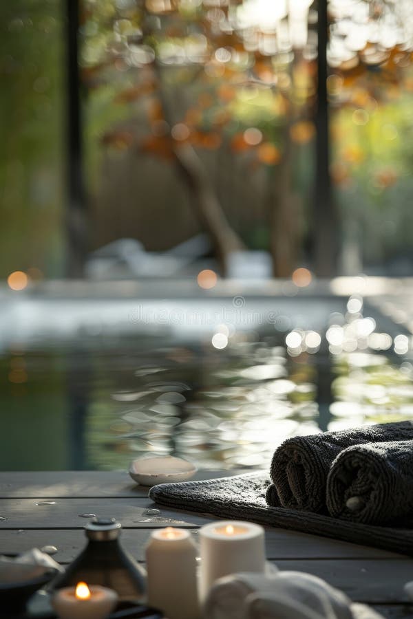 Peaceful Spa Environment Shown from Behind, Focusing on Calm Ambiance ...