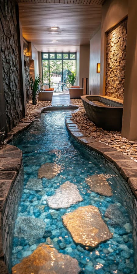 Peaceful Spa Setting with a Visually Appealing Layout Pattern. Stock ...