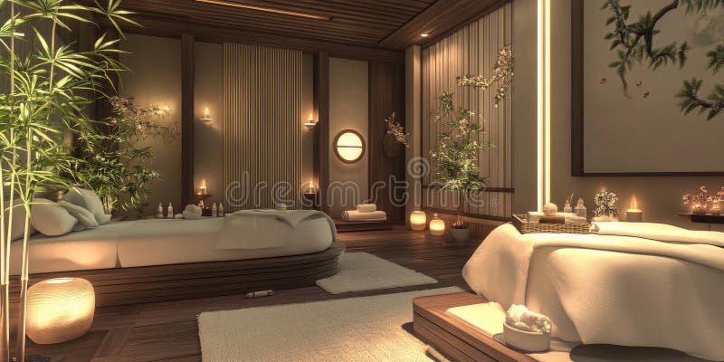 Peaceful Spa Treatment with a Well-organized Layout Pattern. Stock ...