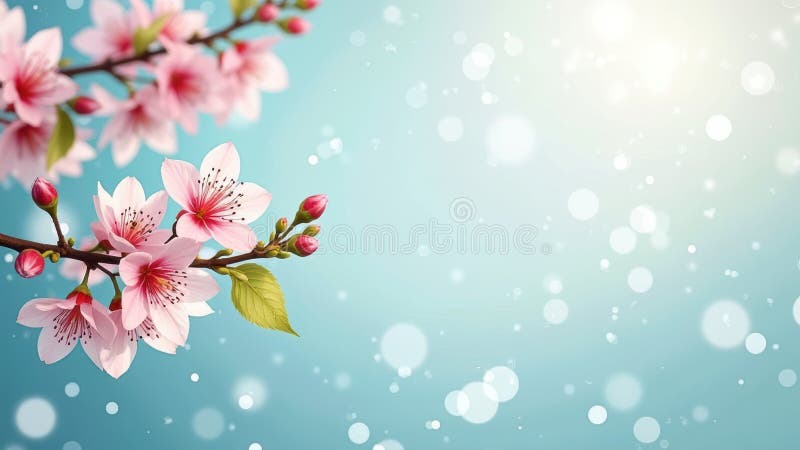 Peaceful Spring Cherry Blossoms in Bloom Against a Bright, Dreamy Sky ...