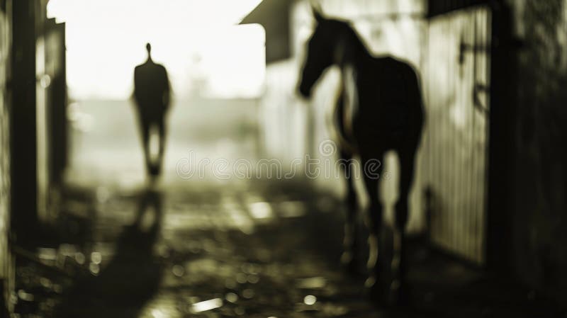 Peaceful Stable Scene with Blurry Wooden Textures and Soft Equestrian ...