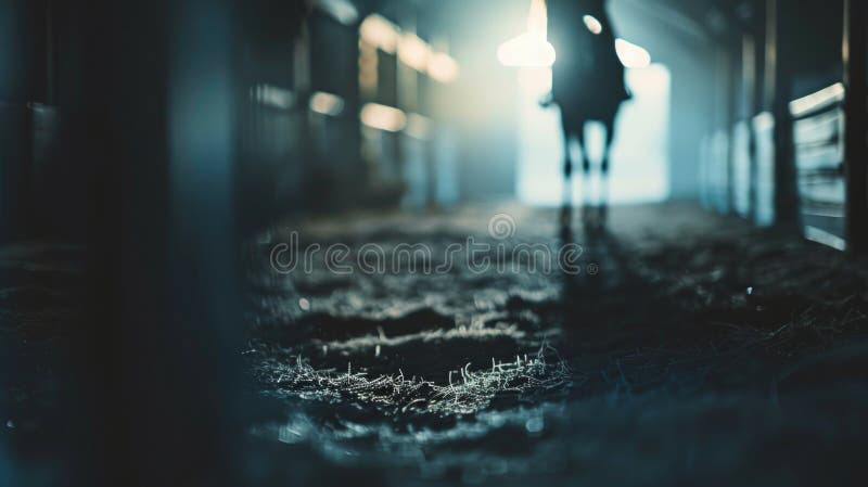 Peaceful Stable Scene with Blurry Wooden Textures and Soft Equestrian ...