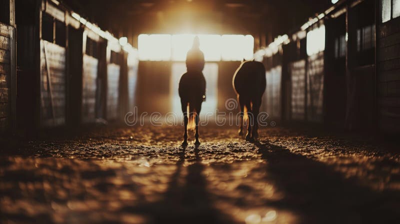Peaceful Stable Scene with Blurry Wooden Textures and Soft Equestrian ...