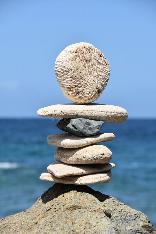Peaceful Stack of Balancing Stones in a Meditative Pile Stock Image ...