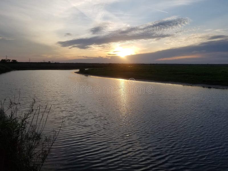 Peaceful Summer River Sunset Stock Photo - Image of peaceful, sunrise ...