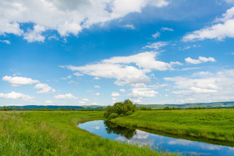 Peaceful Rural Landscape in Wide Field with Country Road Stock Image ...