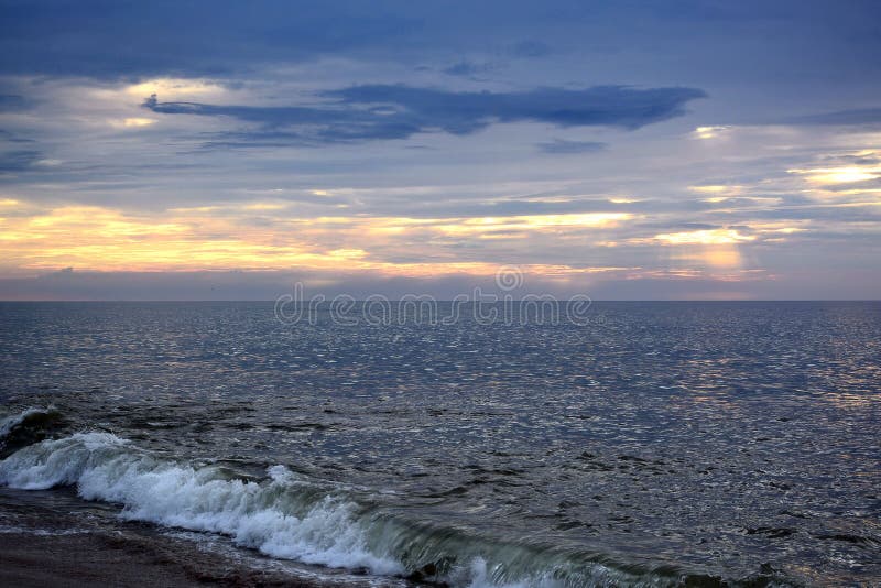 Peaceful Summer Seashore Sunrise Stock Photo - Image of heaven, colored ...